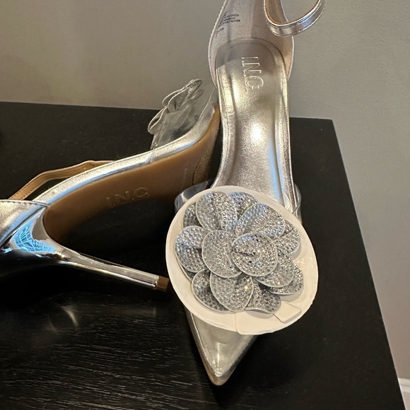 INC International Concepts | Shoes | Inc Silver Sheena Flower Heels ...